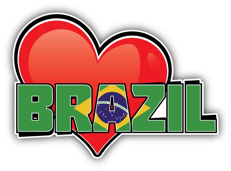 KIRA Brazil Art Heart Flag Travel Slogan Car Bumper Sticker Decal Gift ...