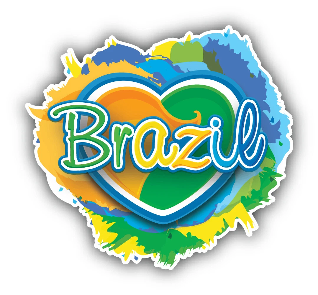 KIRA Brazil Flag Heart Colorful Vinyl Sticker Car Bumper Decal Gift for ...