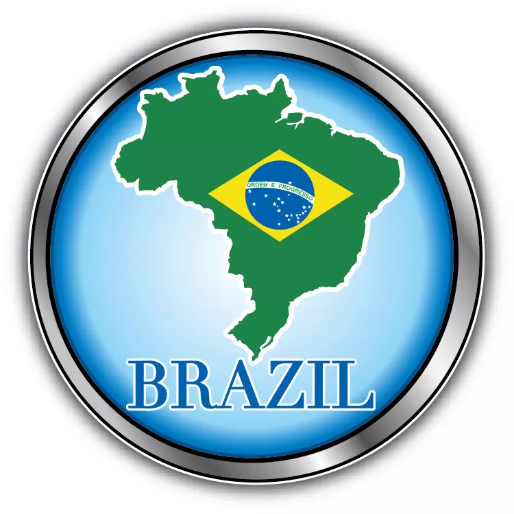 KIRA Brazil Map Flag Glossy Car Bumper Sticker Decal Gift for you ...