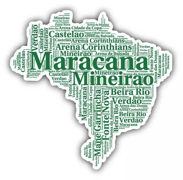 KIRA Brazilian Stadiums Word Cloud Car Bumper Sticker Decal Gift for ...