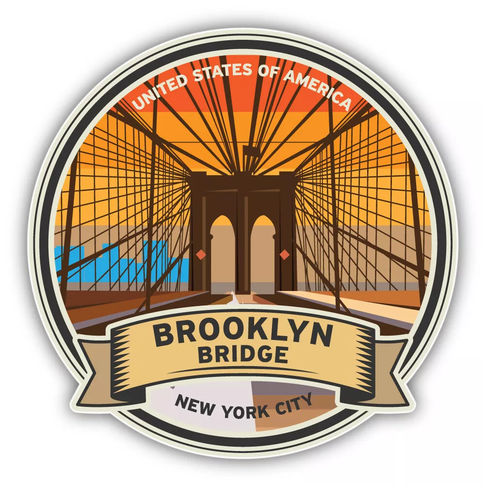 KIRA Brooklyn Bridge New York USA Retro Vinyl Sticker Decal Gift for ...