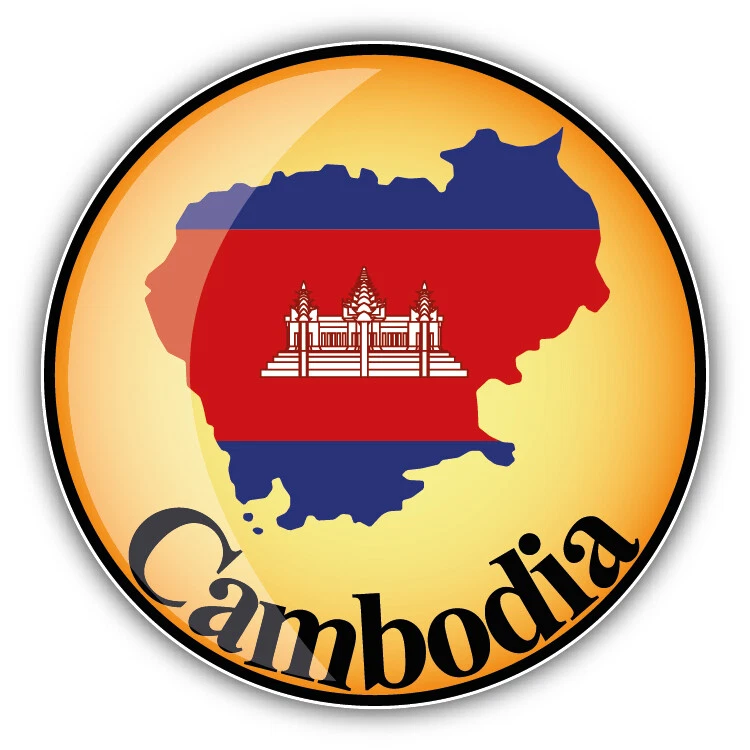 KIRA Cambodia Map Flag Glossy Label Car Bumper Sticker Decal Gift for ...