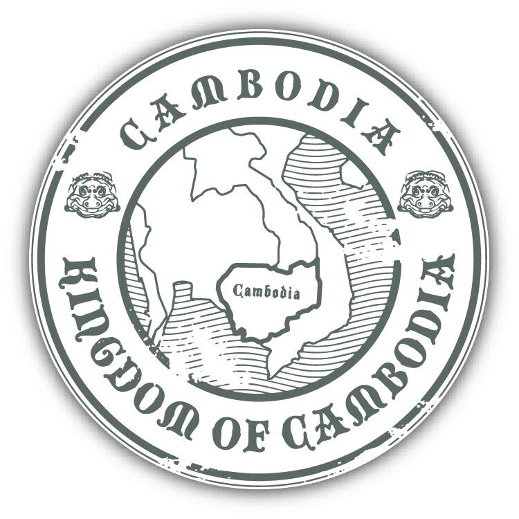 KIRA Cambodia Map Grunge Rubber Stamp Car Bumper Sticker Decal Gift for ...