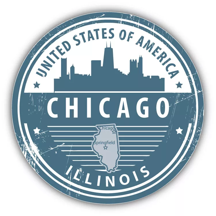KIRA Chicago City Illinois USA Travel Grunge Stamp Car Bumper Sticker ...