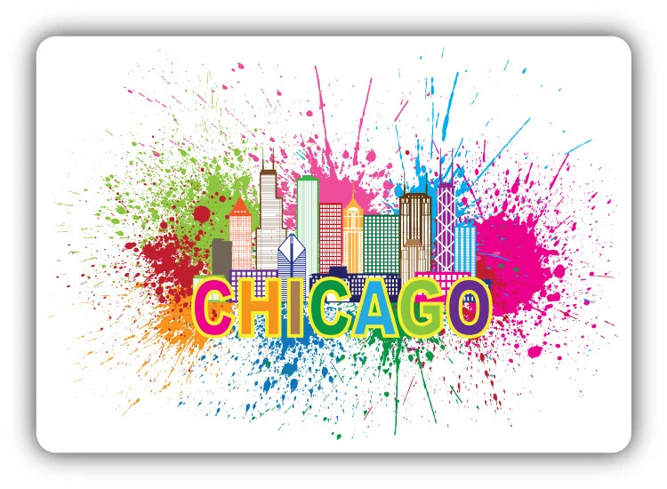 KIRA Chicago City Skyline Blot USA Car Bumper Sticker Decal Gift for ...
