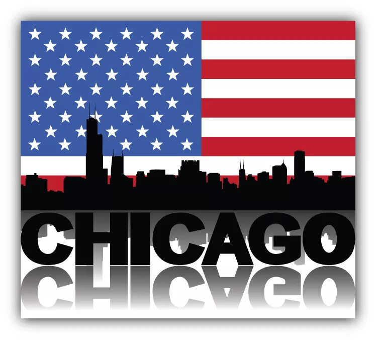 KIRA Chicago City USA Flag Label Car Bumper Sticker Decal Gift for you ...
