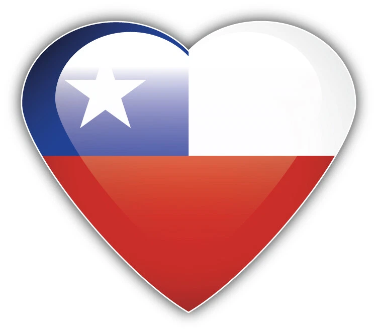 KIRA Chile Glossy Heart Flag Car Bumper Sticker Decal Gift for you ...