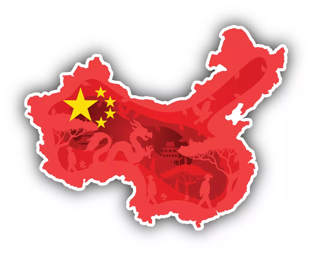 KIRA China Flag Carves Map Vinyl Sticker Car Bumper Decal Gift for you ...
