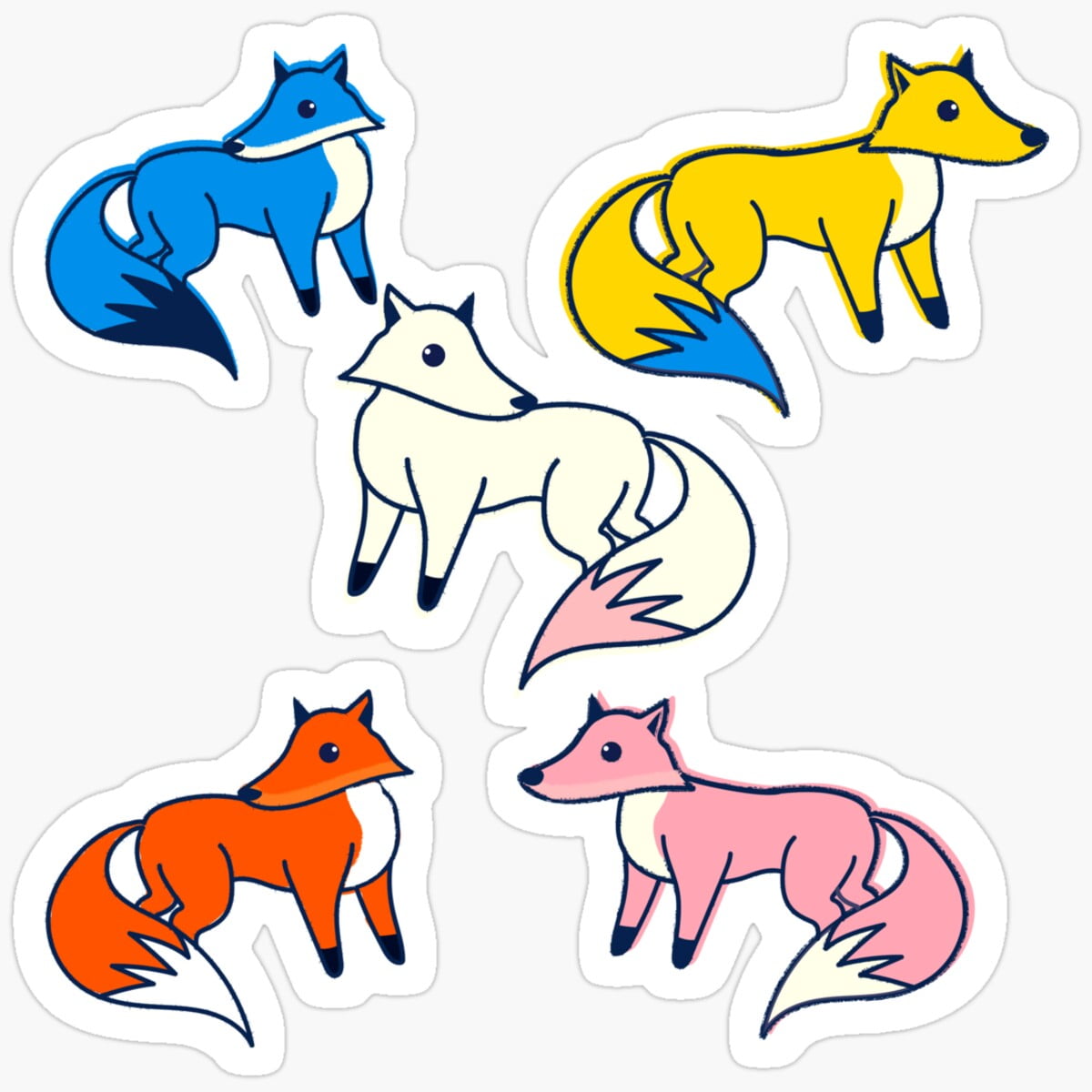 KIRA Colored Foxes Pattern Sticker Birthday Gifts - Decorative Laptop ...