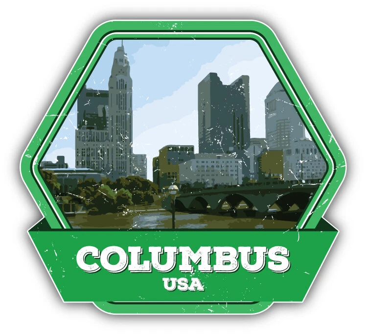 KIRA Columbus City Usa Grunge Vintage Travel Label Car Bumper Sticker ...