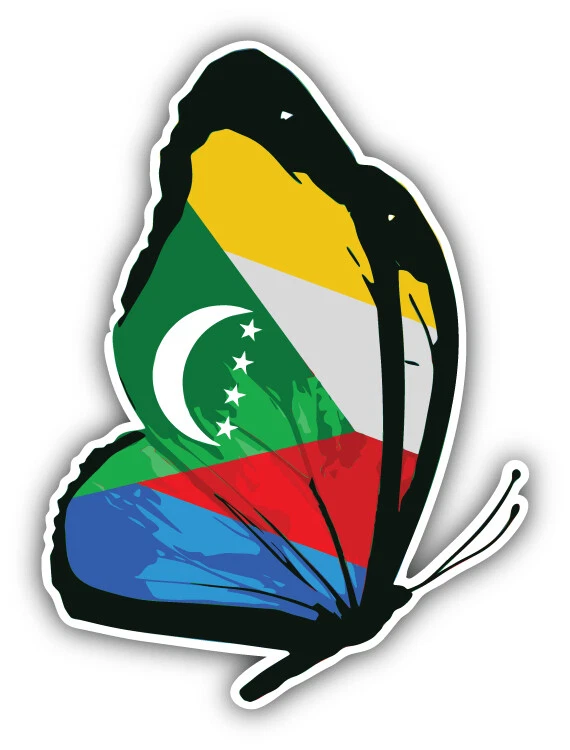 KIRA Comoros Flag Butterfly Car Bumper Sticker Decal Gift for you ...