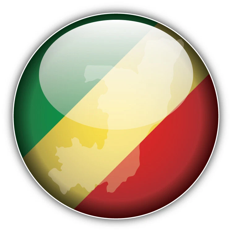 KIRA Congo Republic Map Flag Glossy Label Car Bumper Sticker Decal Gift ...