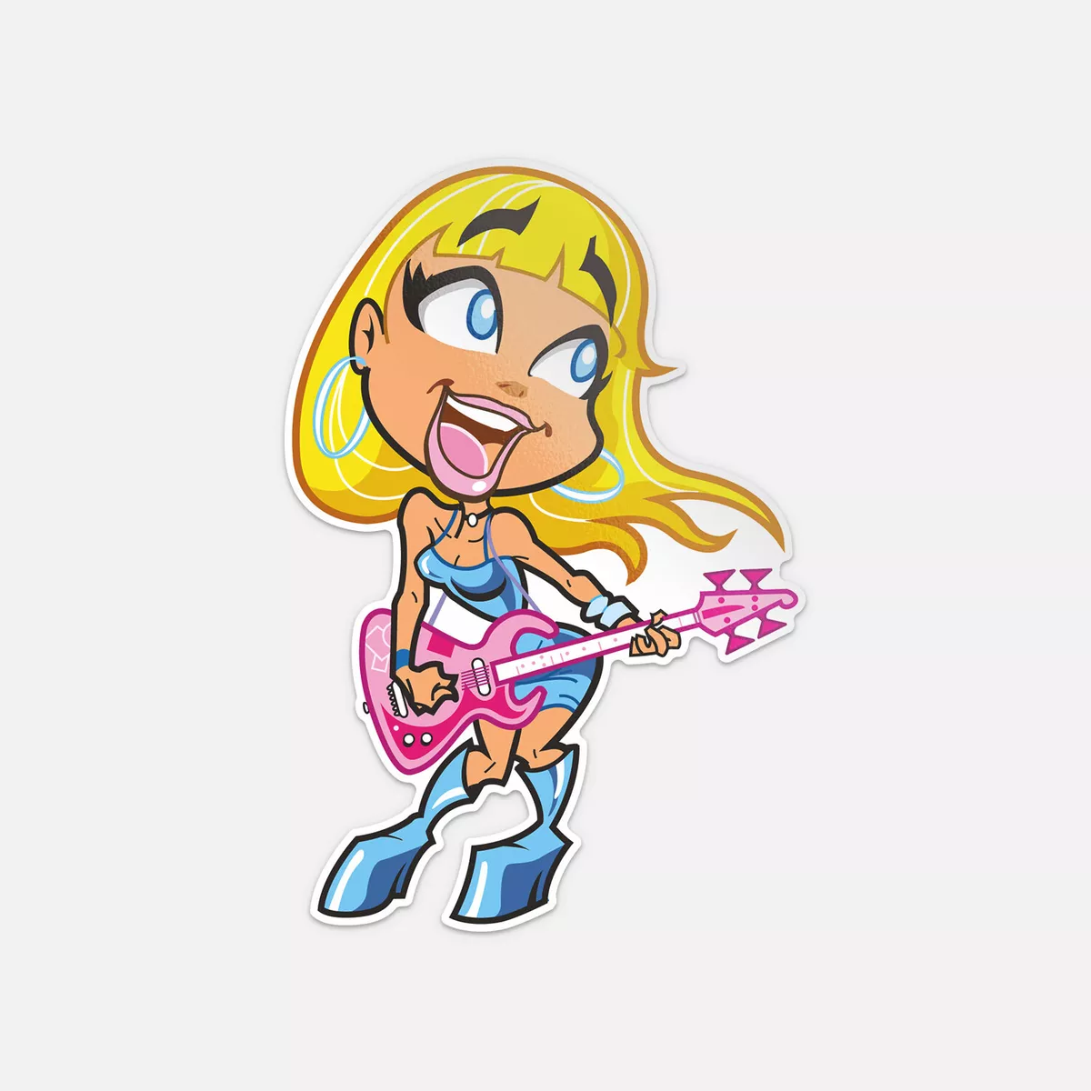 KIRA Cute Cartoon Girl Rocker BGuitar Music Vinyl Sticker Decal Gift ...