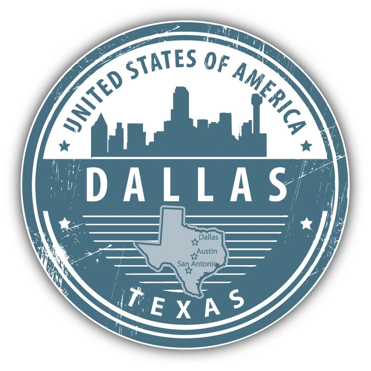 KIRA Dallas Texas Usa Grunge Rubber Stamp Travel Car Bumper Sticker ...