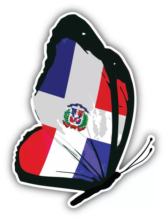 KIRA Dominican Republic Flag Butterfly Car Bumper Sticker Decal Gift ...