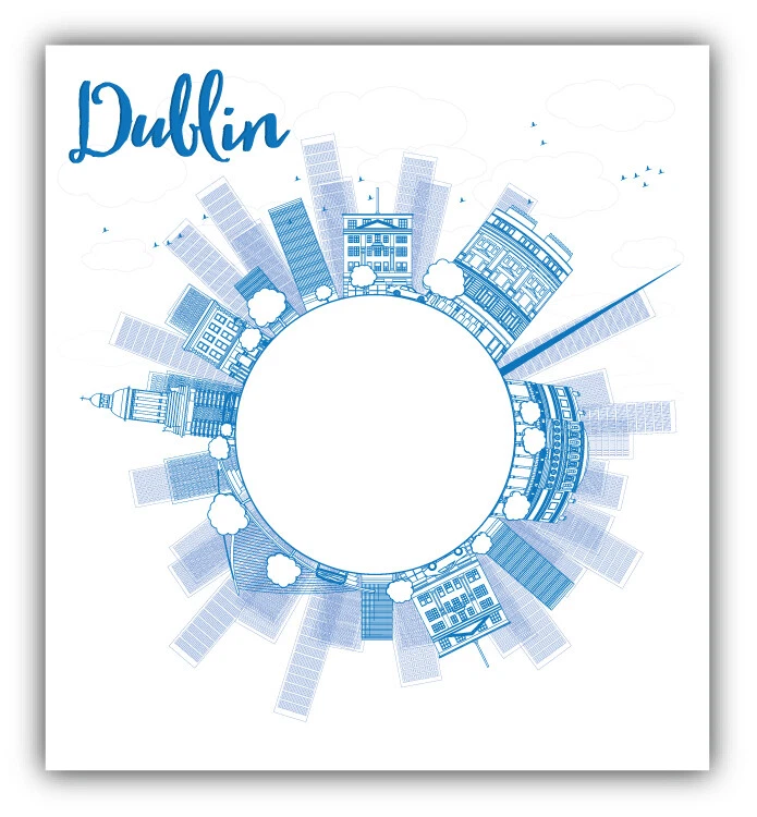 KIRA Dublin Skyline Travel Label Car Bumper Sticker Decal Gift for you ...