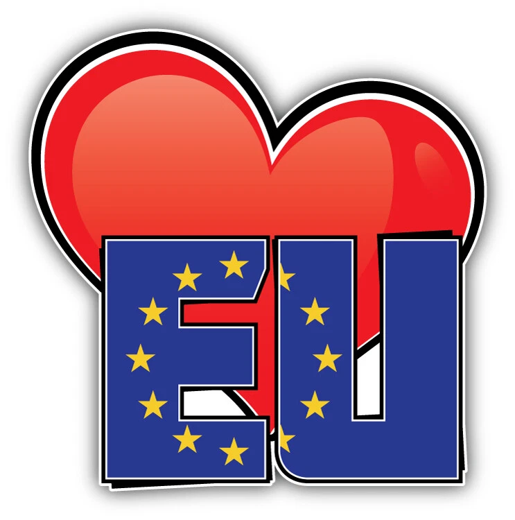 KIRA European Union Art Heart Flag Travel Slogan Car Bumper Sticker ...