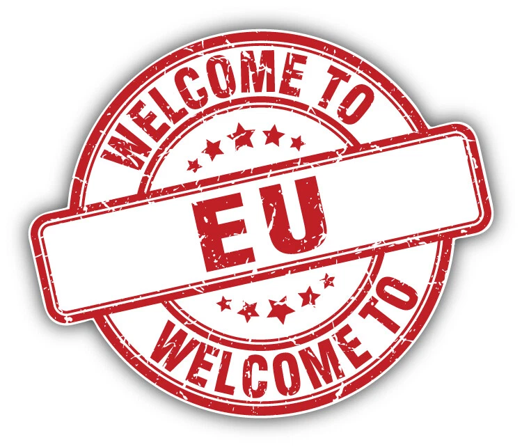 KIRA European Union Grunge Welcome Travel Stamp Car Bumper Sticker ...