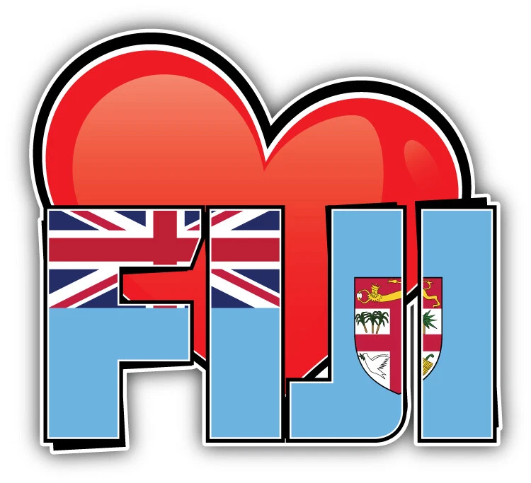 KIRA Fiji Art Heart Flag Travel Slogan Car Bumper Sticker Decal Gift ...
