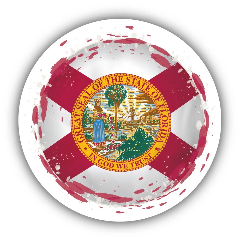 KIRA Florida State Grunge Flag USA Vinyl Sticker Car Bumper Decal Gift ...