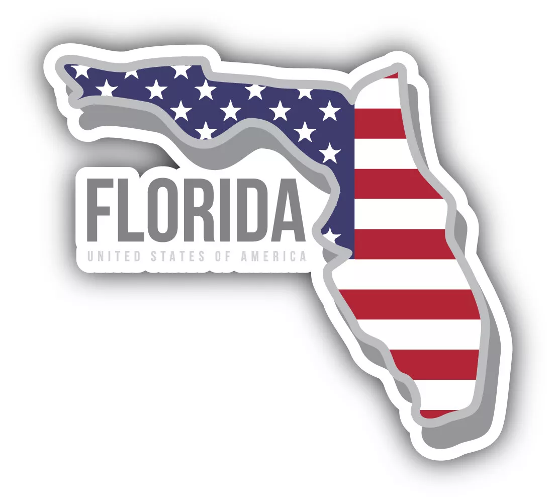 KIRA Florida State Map USA America Flag Vinyl Sticker Car Bumper Decal ...