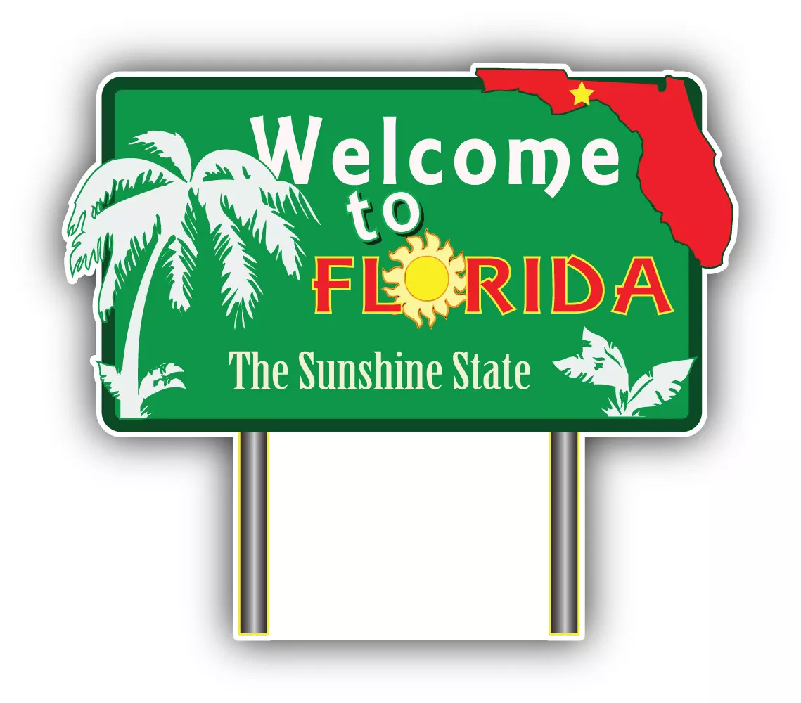 KIRA Florida State USA Welcome Vinyl Sticker Car Bumper Decal Gift for ...