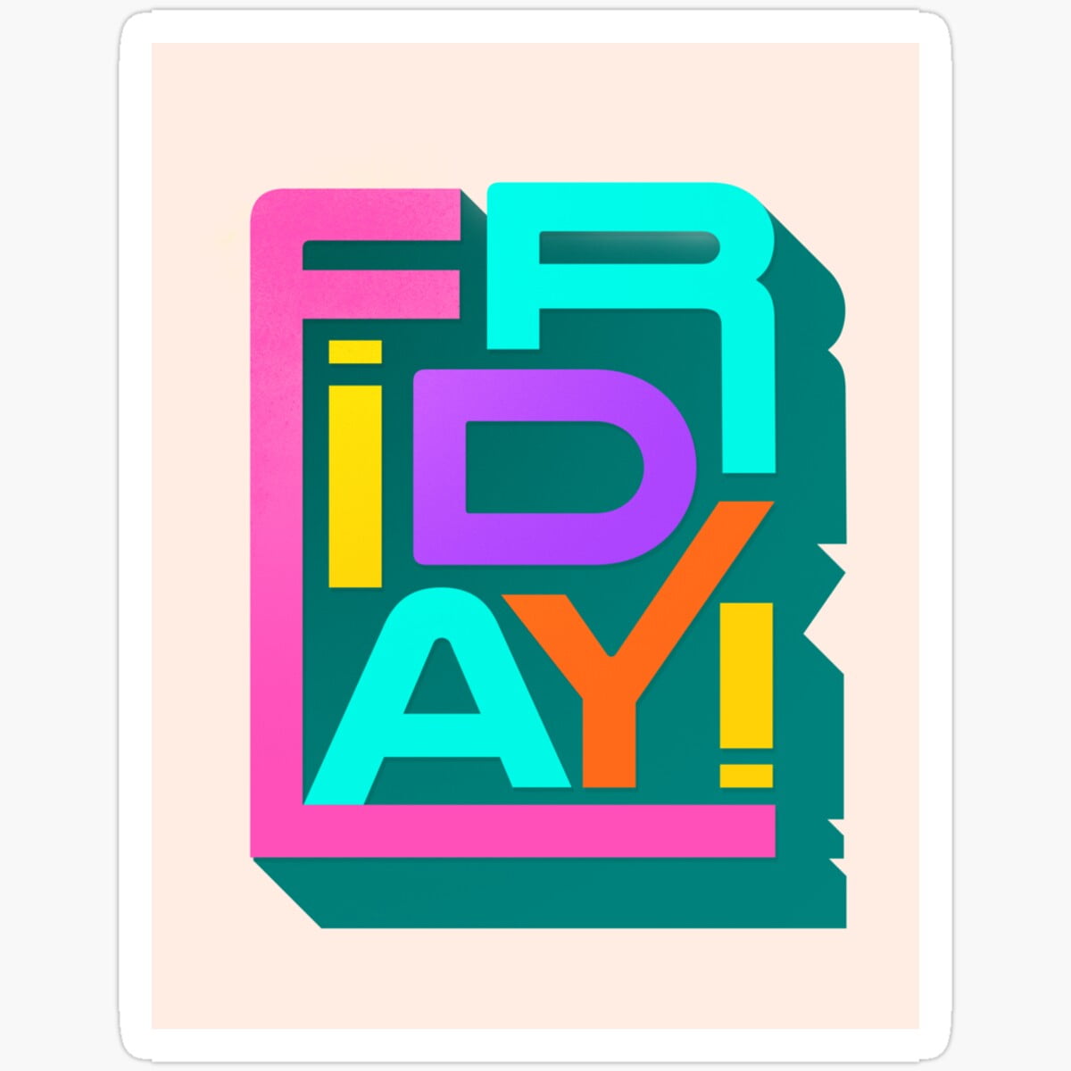 KIRA Fridayhappy Day Typography Glossy Sticker Birthday Gifts ...