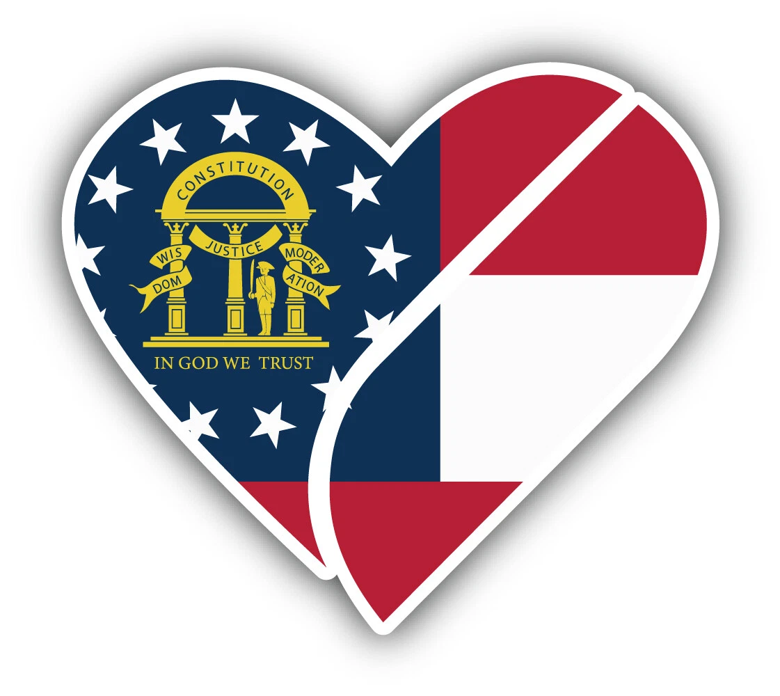 KIRA Georiga USA State Heart Flag Vinyl Sticker Car Bumper Decal Gift ...