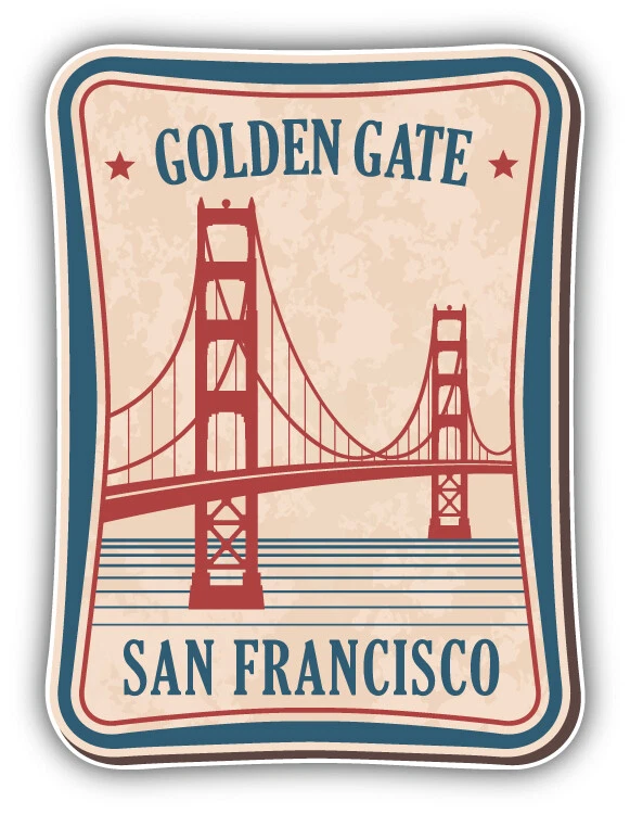 KIRA Golden Gate San Francisco Vintage Label Car Bumper Sticker Decal ...