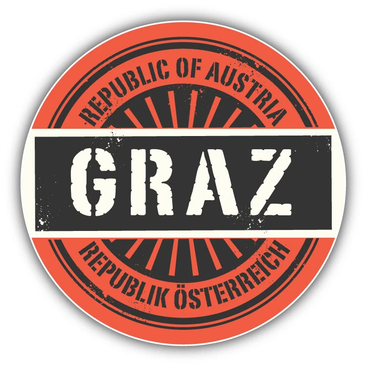 KIRA Graz City Austria Flag Grunge Stamp Car Bumper Sticker Decal Gift ...