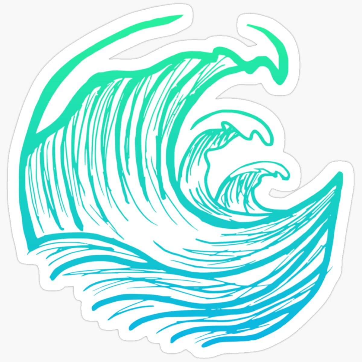 KIRA Green And Blue Gradient Wave Sticker Sticker Birthday Gifts ...
