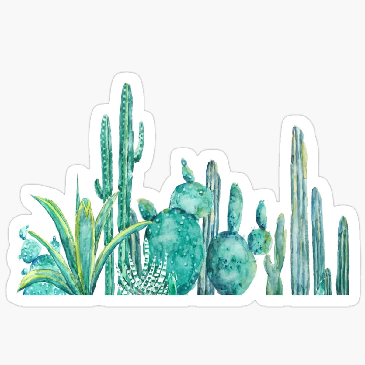 KIRA Green Cactus Jungle Watercolor Sticker Birthday Gifts - Decorative ...