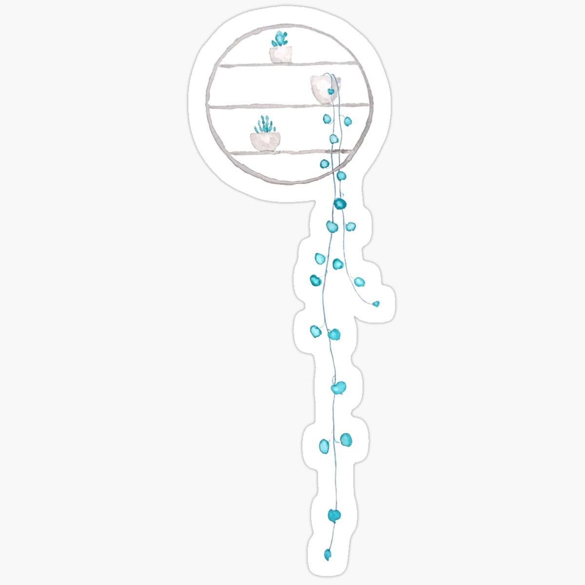 KIRA Green Plants On A Round Shelf Sticker Birthday Gifts - Decorative ...