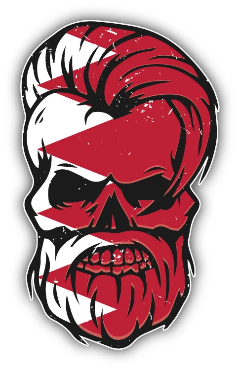 KIRA Grunge Beard Skull Bahrain Flag Sticker Decal Gift for you ...