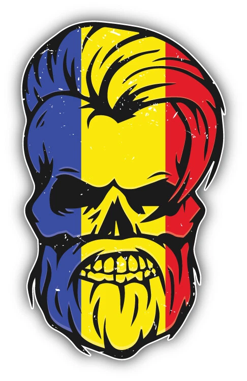 KIRA Grunge Beard Skull Chad Flag Sticker Decal Gift for you ...