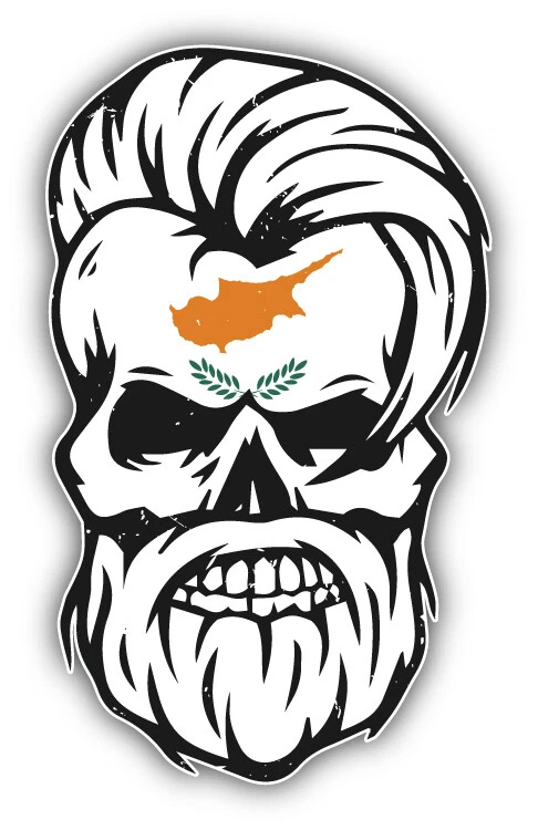 KIRA Grunge Beard Skull Cyprus Flag Sticker Decal Gift for you ...
