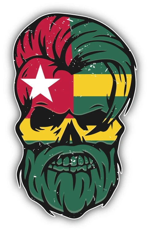 KIRA Grunge Beard Skull Togo Flag Sticker Decal Gift for you ...