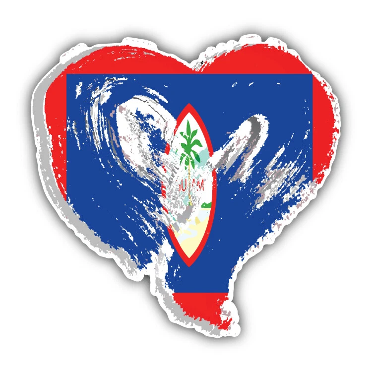 KIRA Guam Grunge Heart Flag Car Bumper Sticker Decal Gift for you ...