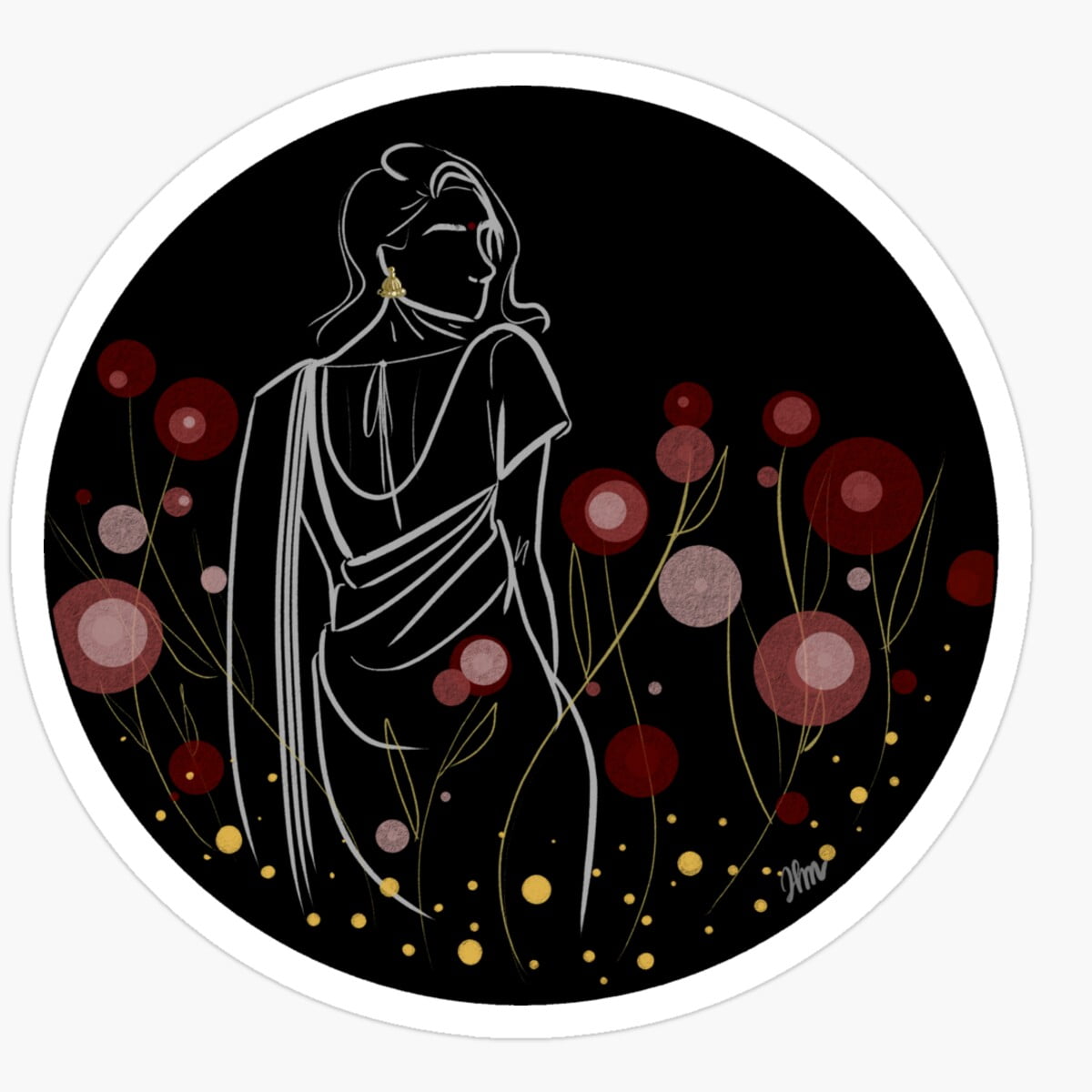 KIRA Indian Girl In Flowers Sticker Birthday Gifts - Decorative Laptop ...
