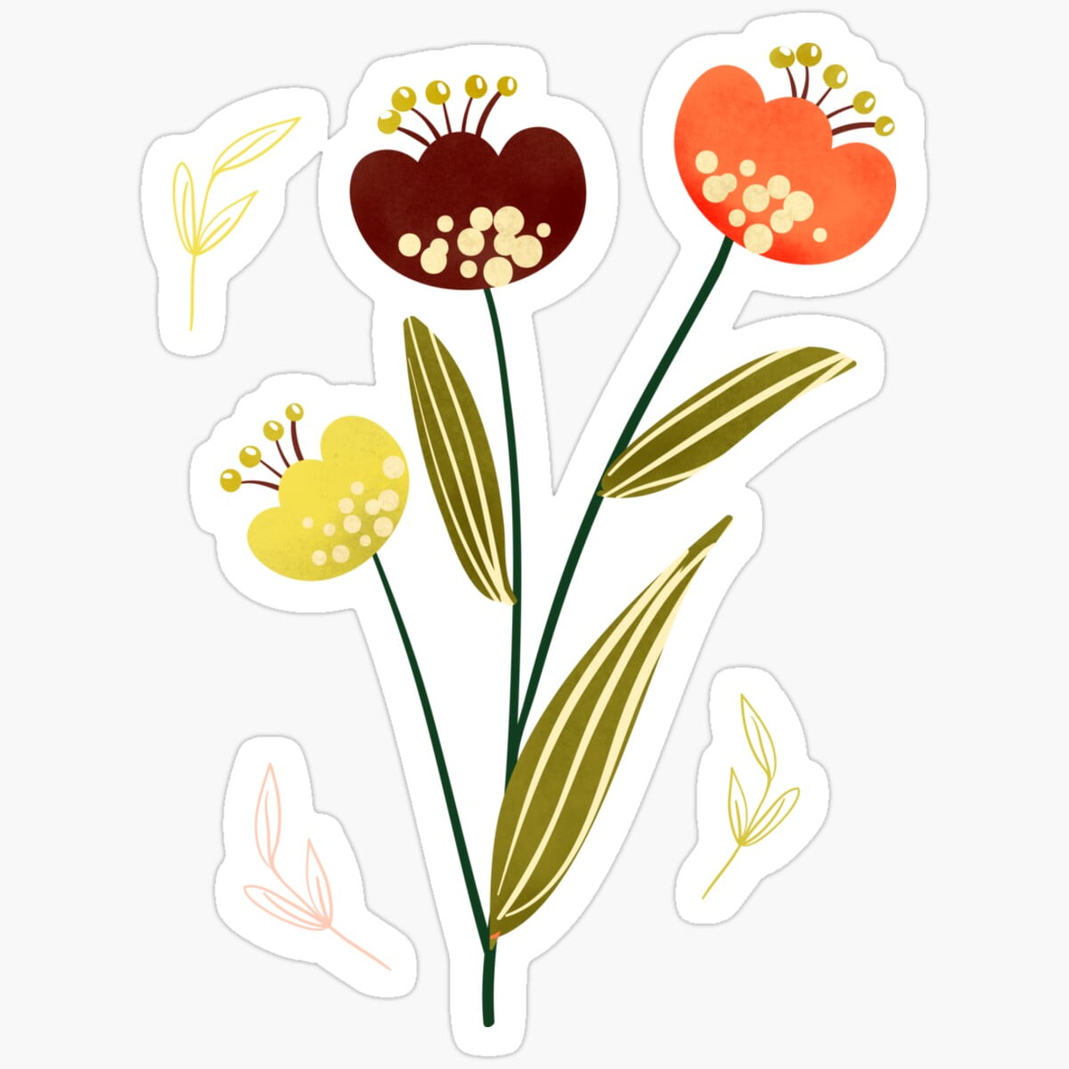 KIRA Just A Pretty Flower Illustration No2 Glossy Sticker Birthday ...