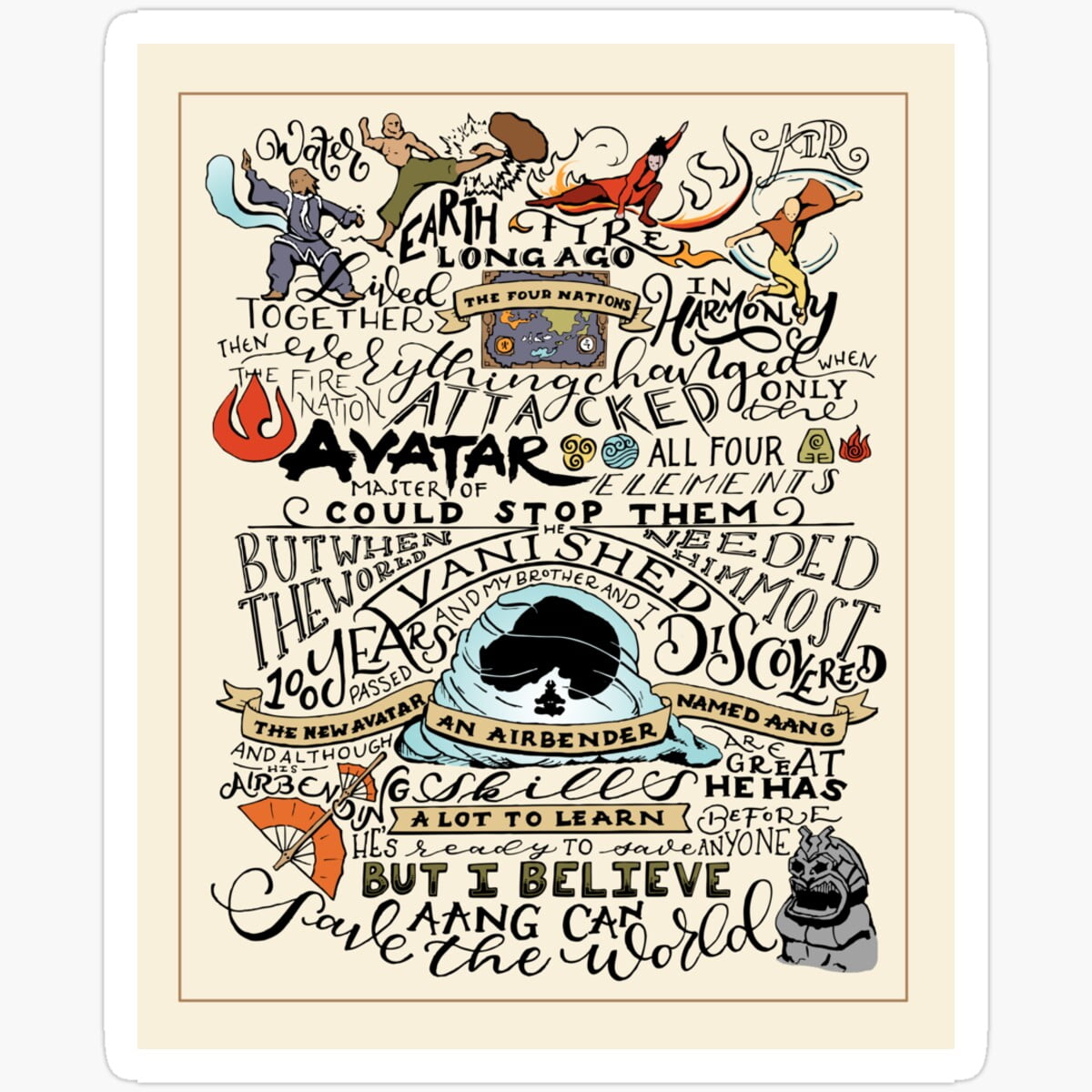 KIRA The Last Airbender Intro Sequence Sticker Birthday Gifts ...