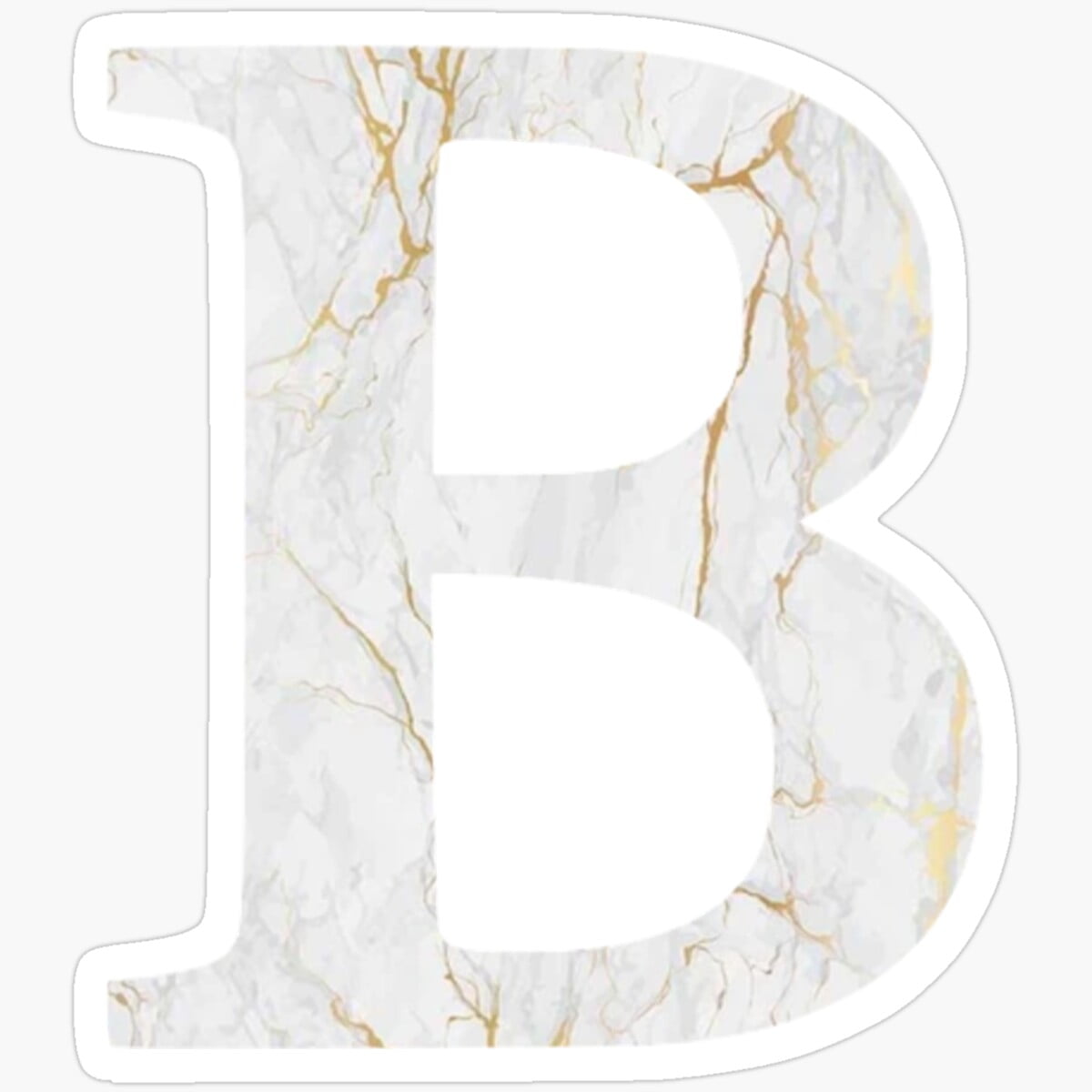 KIRA The Letter B White And Gold Marble Design Sticker Birthday Gifts ...