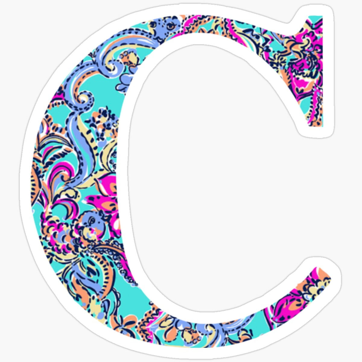 KIRA The Letter C Light Blue And Pink Preppy Design Sticker Sticker ...