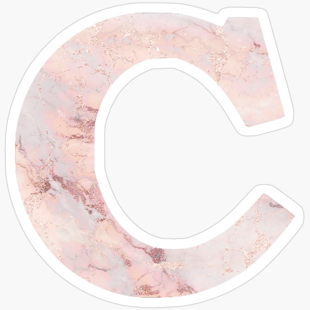 KIRA The Letter C Pink Marble Design Sticker Birthday Gifts ...