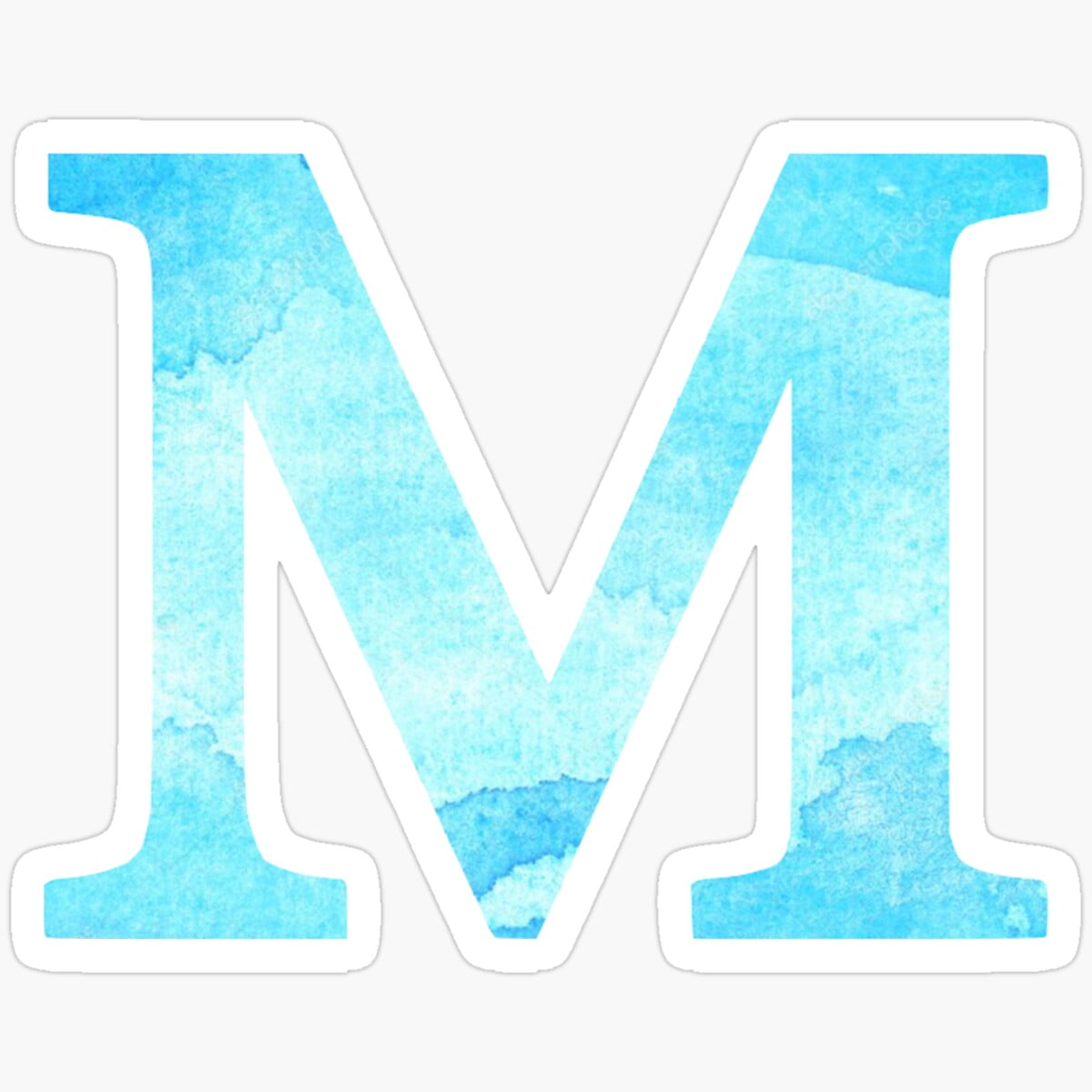 KIRA The Letter M- Light Blue Gradient Watercolor Sticker Sticker ...