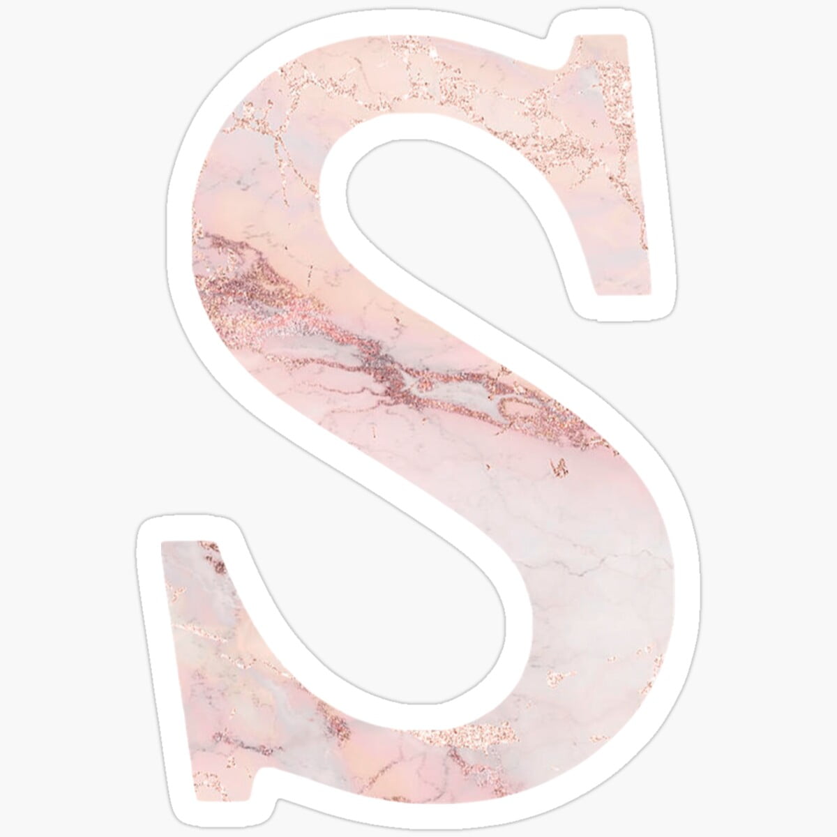 KIRA The Letter S Pink Marble Design Sticker Birthday Gifts ...