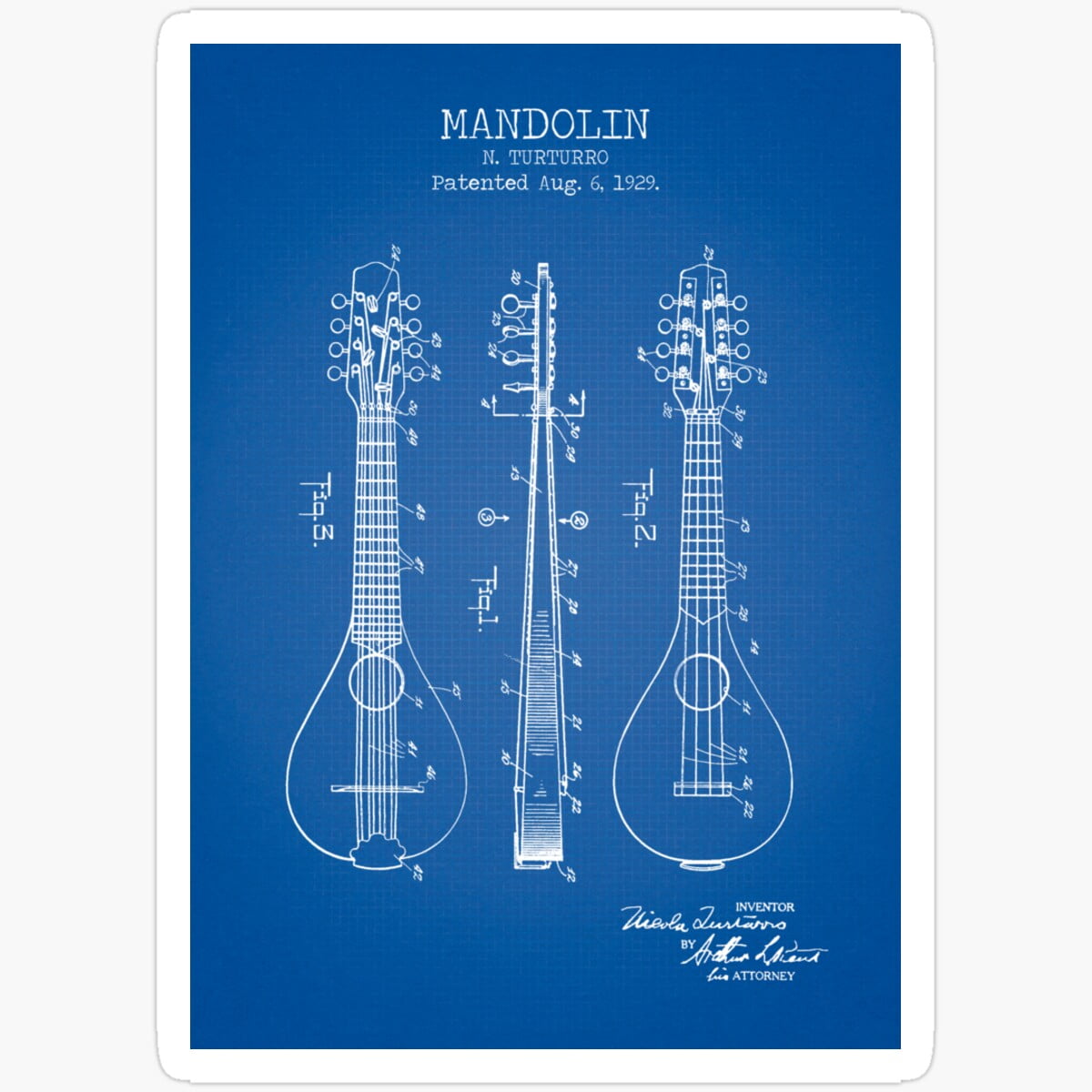 KIRA Mandolin Blue Patent Patent Sticker Birthday Gifts - Decorative ...