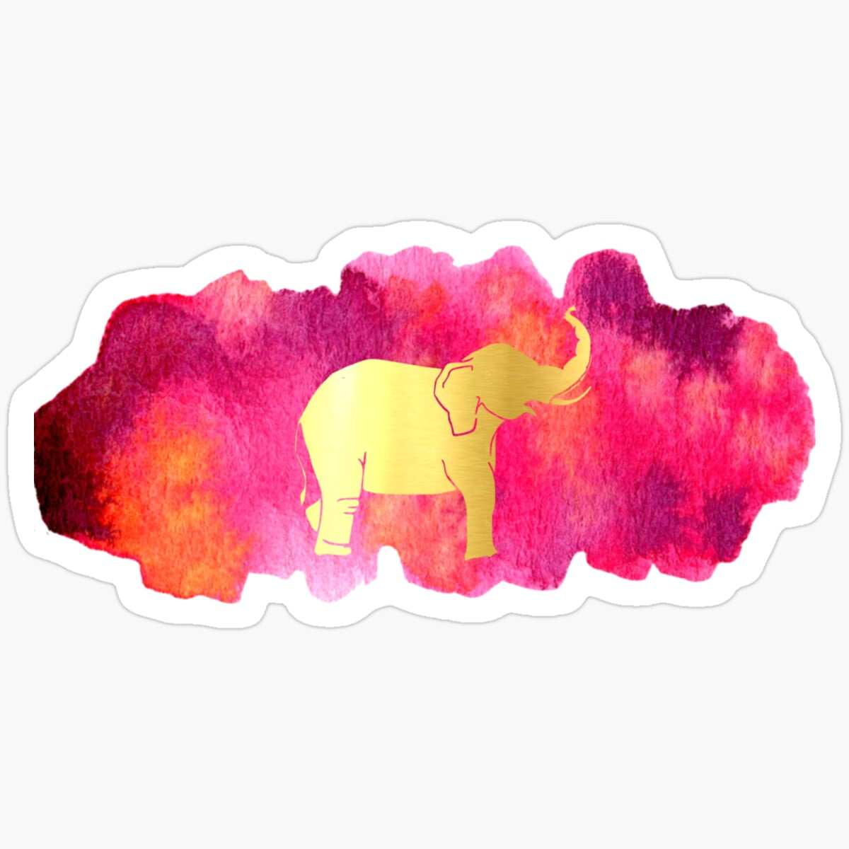KIRA Metallic Gold Elephant On Pink Watercolor Sticker Birthday Gifts ...