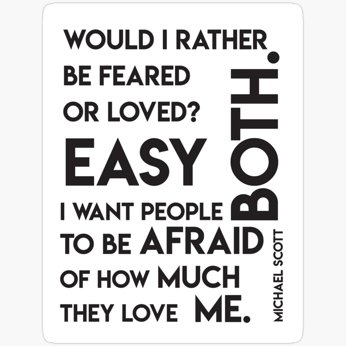 KIRA Michael Scott Quote On Leadership Glossy Sticker Birthday Gifts ...