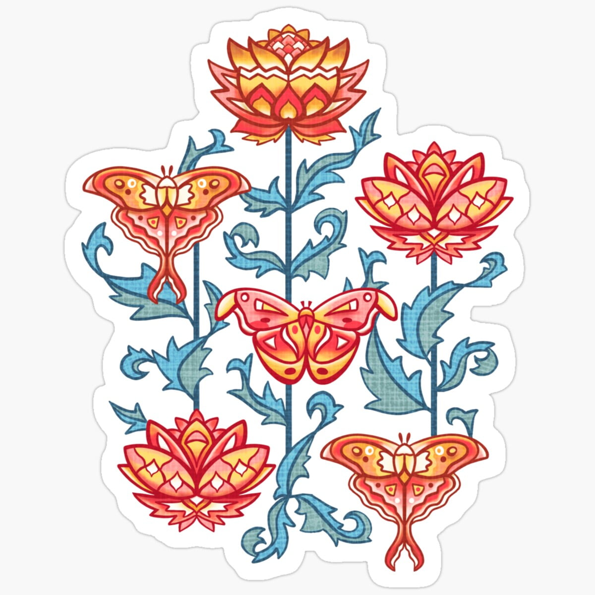 KIRA Mid-Century Moth Damask On Gold Sticker Birthday Gifts ...